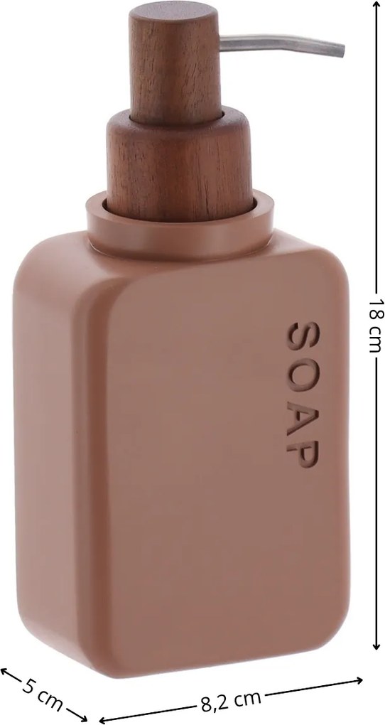 Dávkovač mýdla Salva, hnědá/s dřevěnými prvky, 300 ml