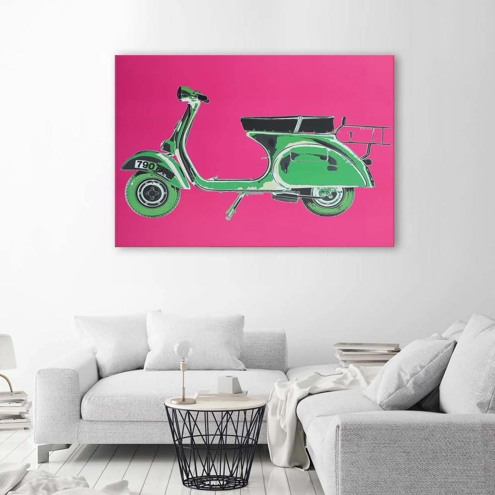 Gario Obraz na plátně Zelený skútr na růžovém pozadí Rozměry: 60 x 40 cm