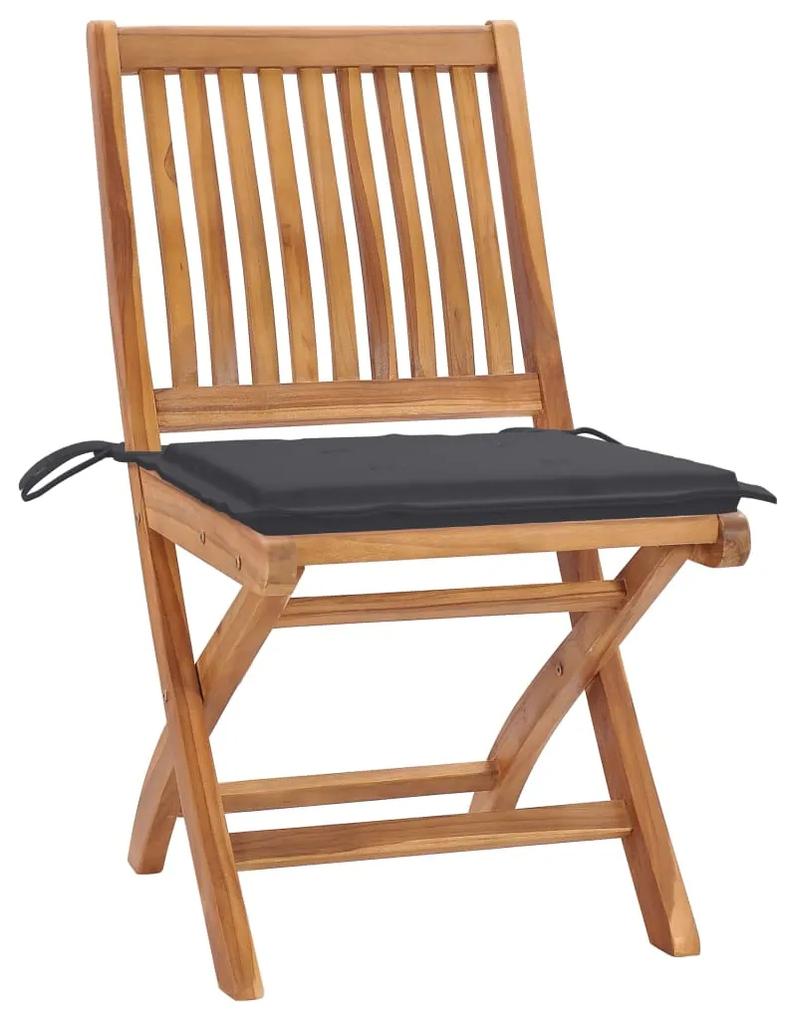 Zahradní židle 2 ks antracitové podušky masivní teakové dřevo,  3062433