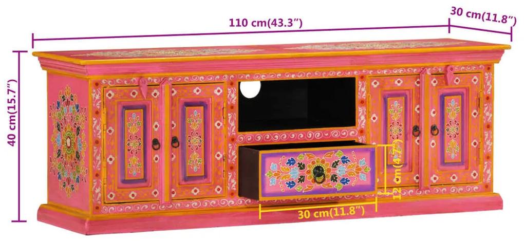 TV skříňka růžová 110 x 30 x 40 cm masivní mangovníkové dřevo - Default Title