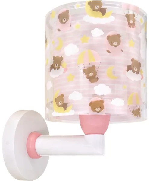 Dalber 41579S - Dětská nástěnná lampa BABY TEDDY 1xE27/15W/230V růžová