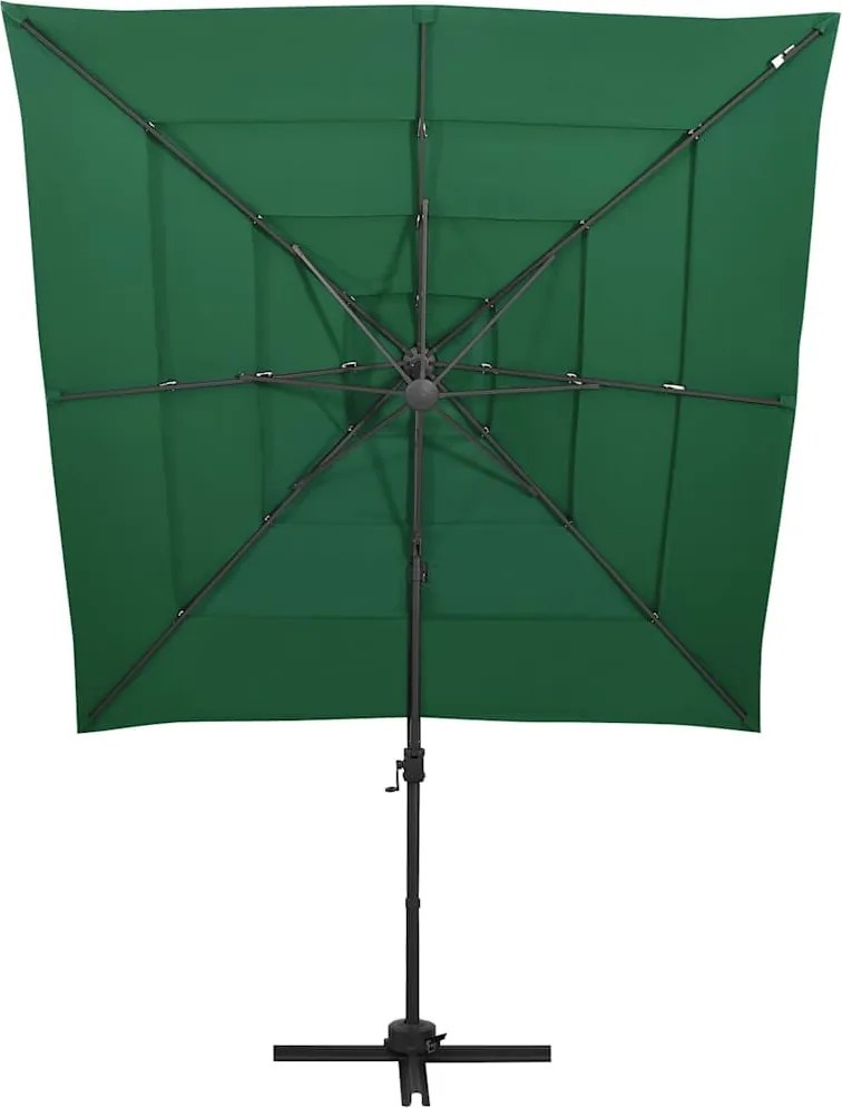 4stupňový zahradní slunečník hliníková tyč zelený 250 x 250 cm 313821