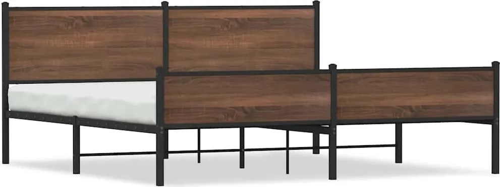 Kovový rám postele bez matrace hnědý dub 193 x 203 cm 3301417