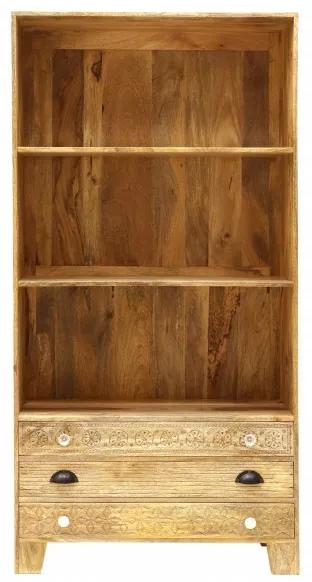 Indický nábytek - Knihovna 90x180x35 Manu z mangového dřeva