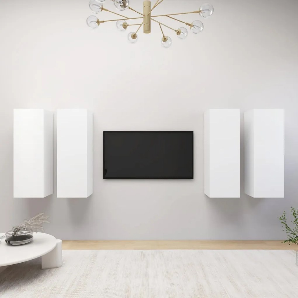 TV skříňky 4 ks bílé 30,5 x 30 x 90 cm kompozitní dřevo 3078741