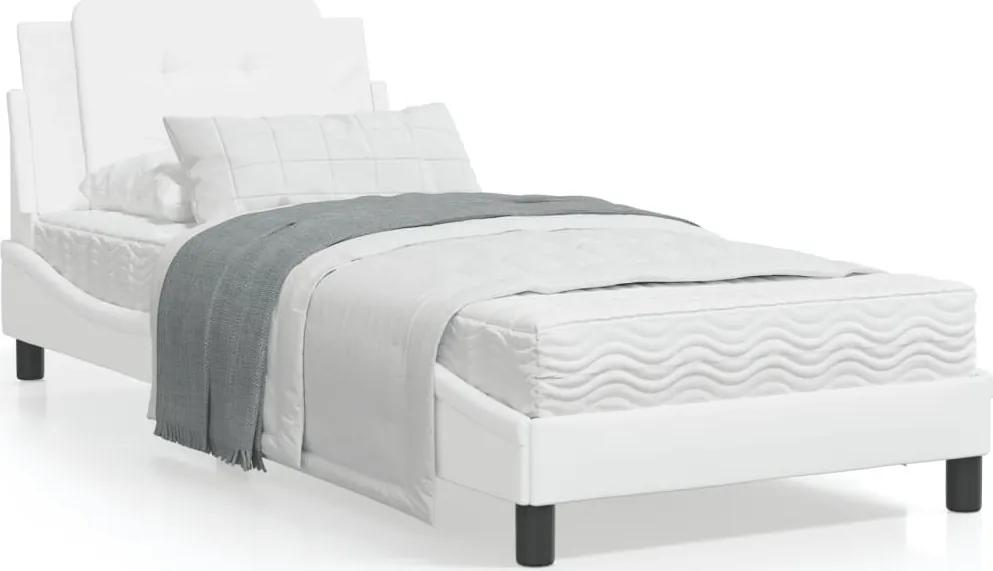 vidaXL Rám postele s LED osvětlením 100 x 200 cm umělá kůže [3214094] Barva: Bílá