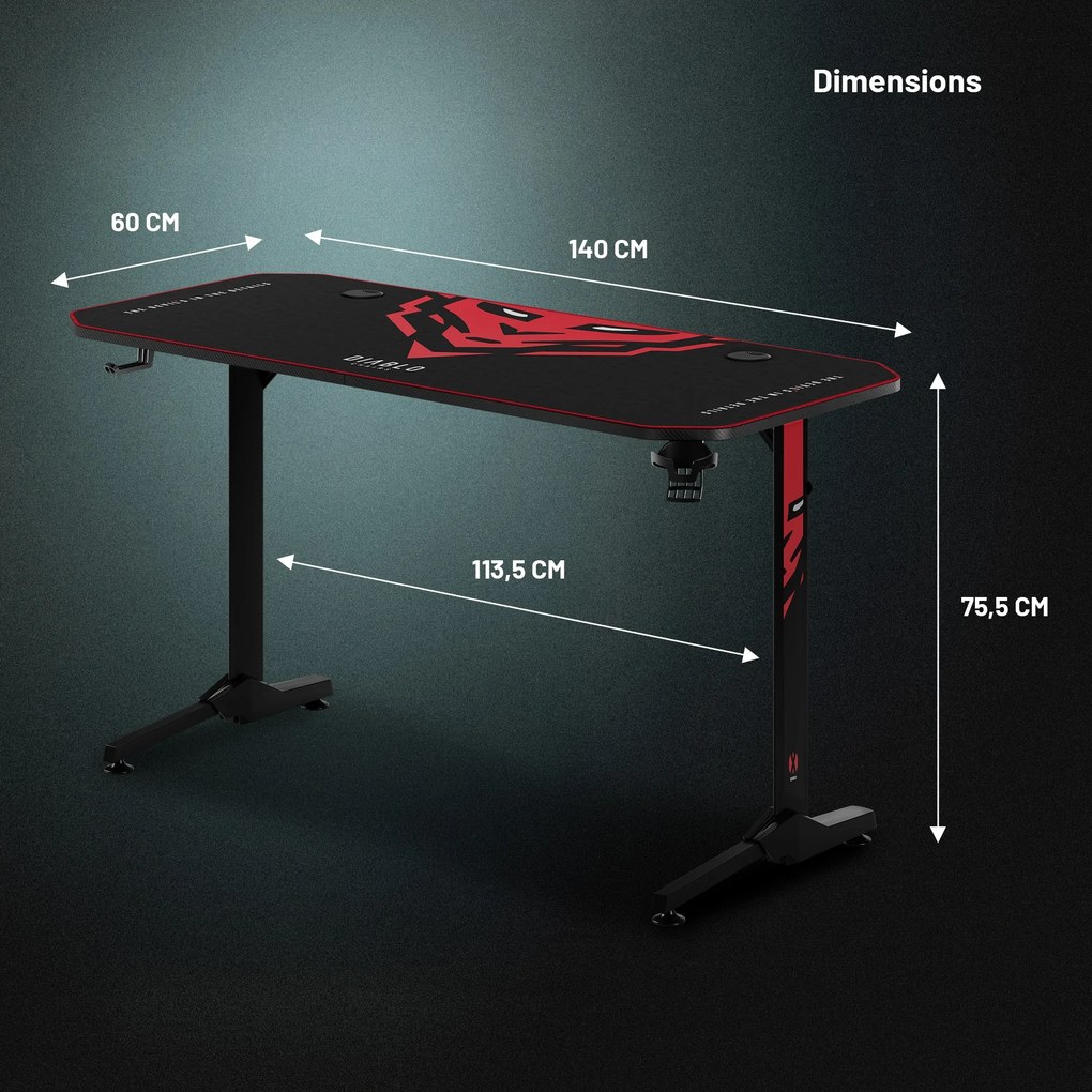 Herní stůl 140 cm černý: Diablo X-Mate 1400