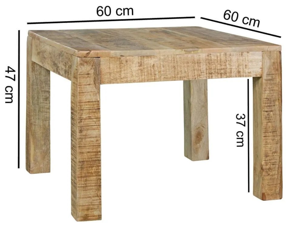 Bruxxi Konferenční stolek Rustica 60 cm, mangové dřevo