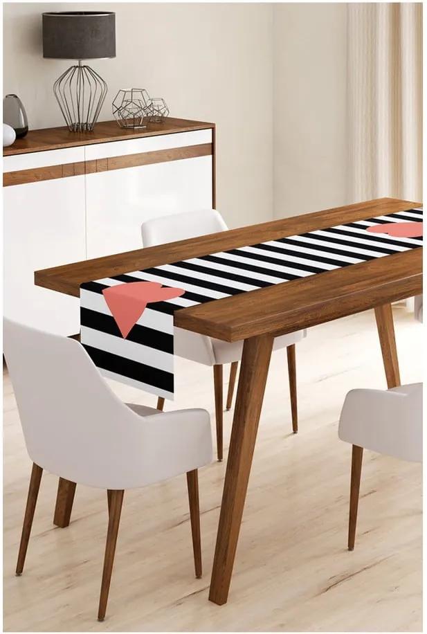Běhoun na stůl z mikrovlákna Minimalist Cushion Covers Stripes with Heart, 45 x 145 cm