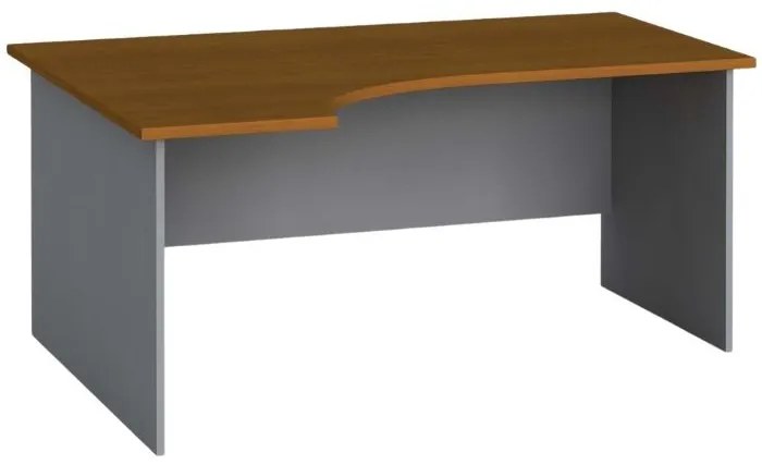 Rohový kancelářský pracovní stůl PRIMO FLEXI, 160 x 120 cm, šedá / třešeň, levý