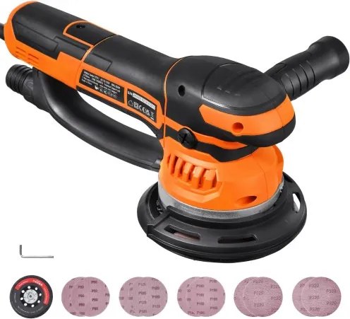 Random Orbital Sander 15,2 cm Dual-Action Sander 10 ks brusných papírů 6 rychlostí