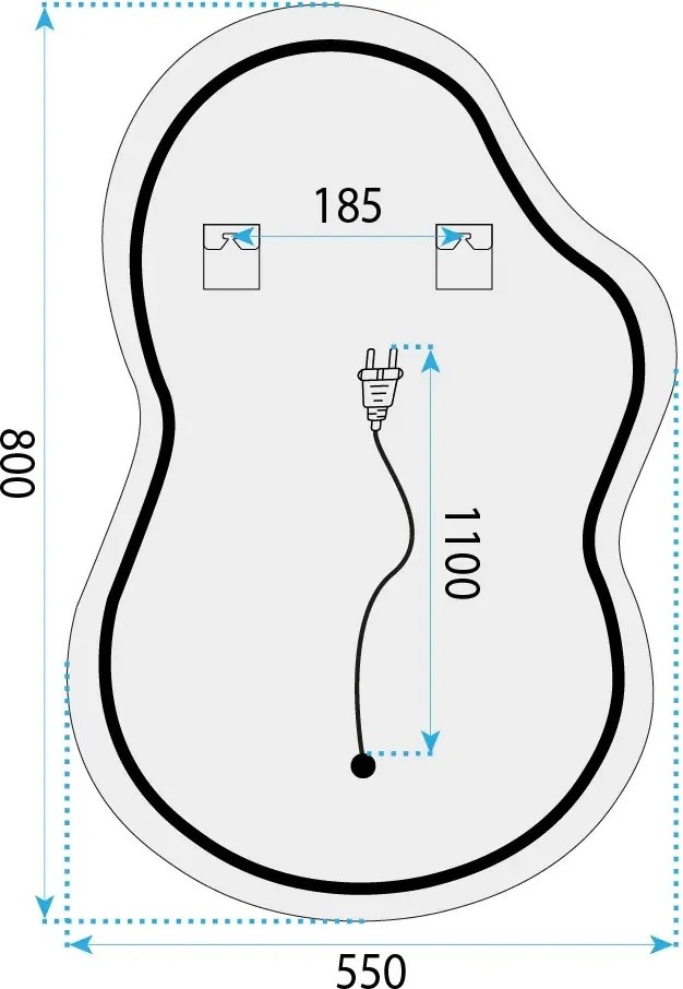 Tutumi Zrcadlo 80x55 cm s vyhříváním a regulovatelným LED osvětlením HOM-01516