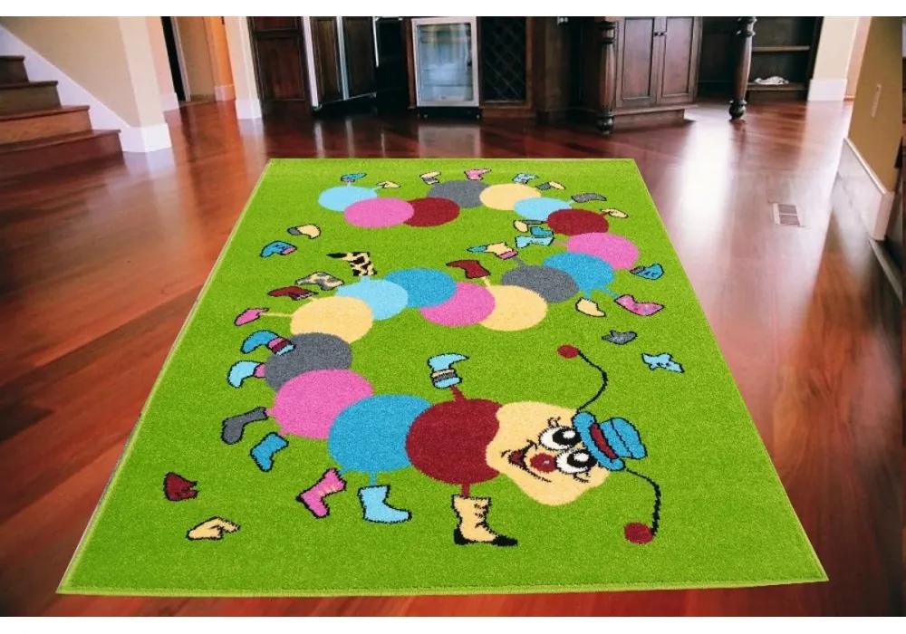 Dětský koberec Housenka TOP zelený, Velikosti 133x180cm