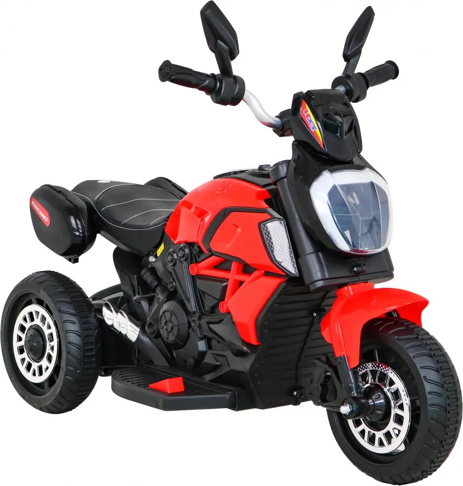 Ramiz Motorka Fast Tourist na baterie pro děti červená + audio + světla + ekokůže