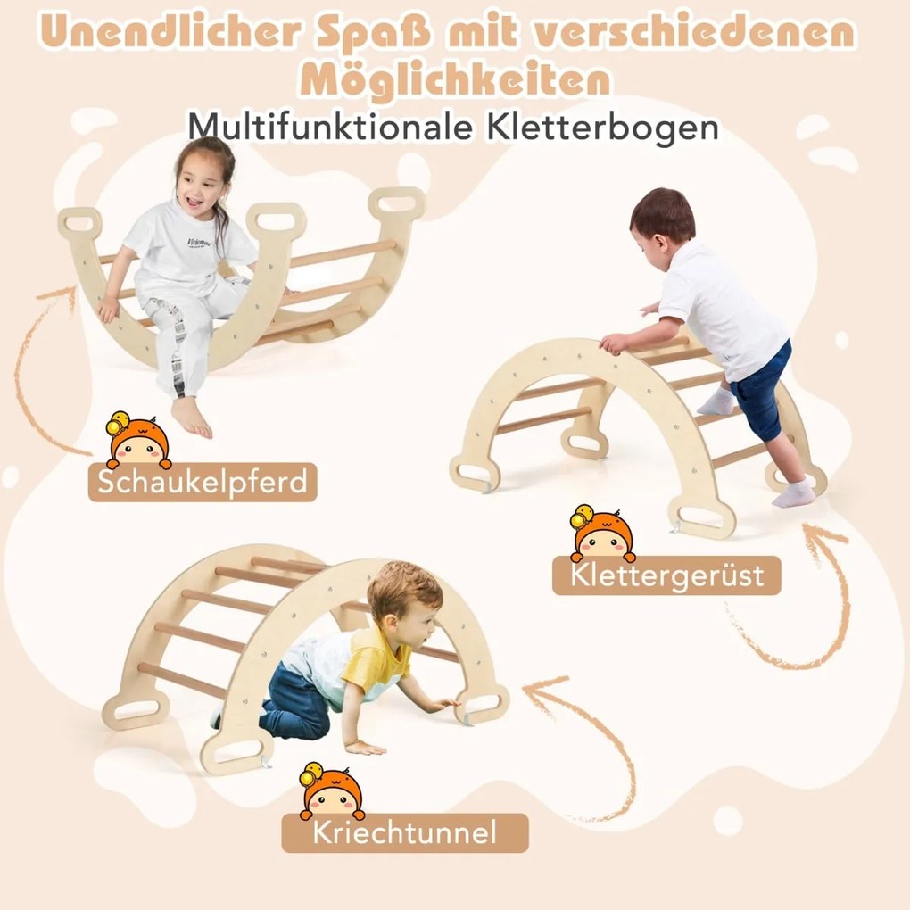 Costway Trojúhelníkový dřevěný lezecký set pro batolata s lezeckým trojúhelníkem