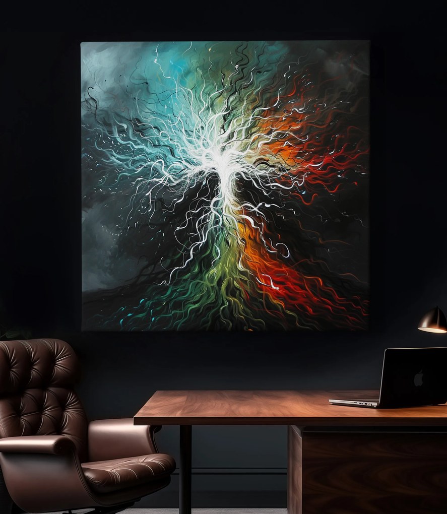 Obraz na plátně - Strom života Bílý průsvit FeelHappy.cz Velikost obrazu: 140 x 140 cm