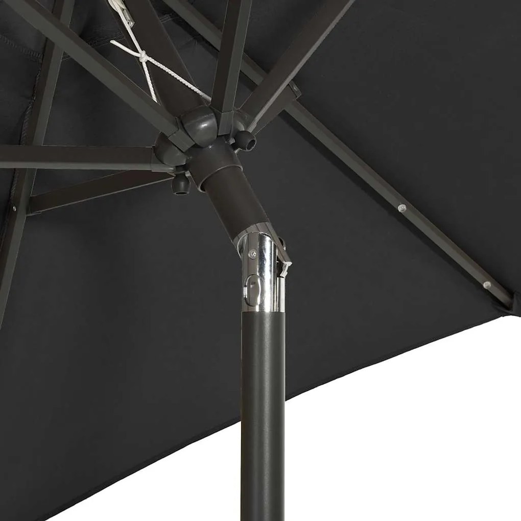Zahradní slunečník s LED osvětlením černý 200 x 211 cm hliník 313563
