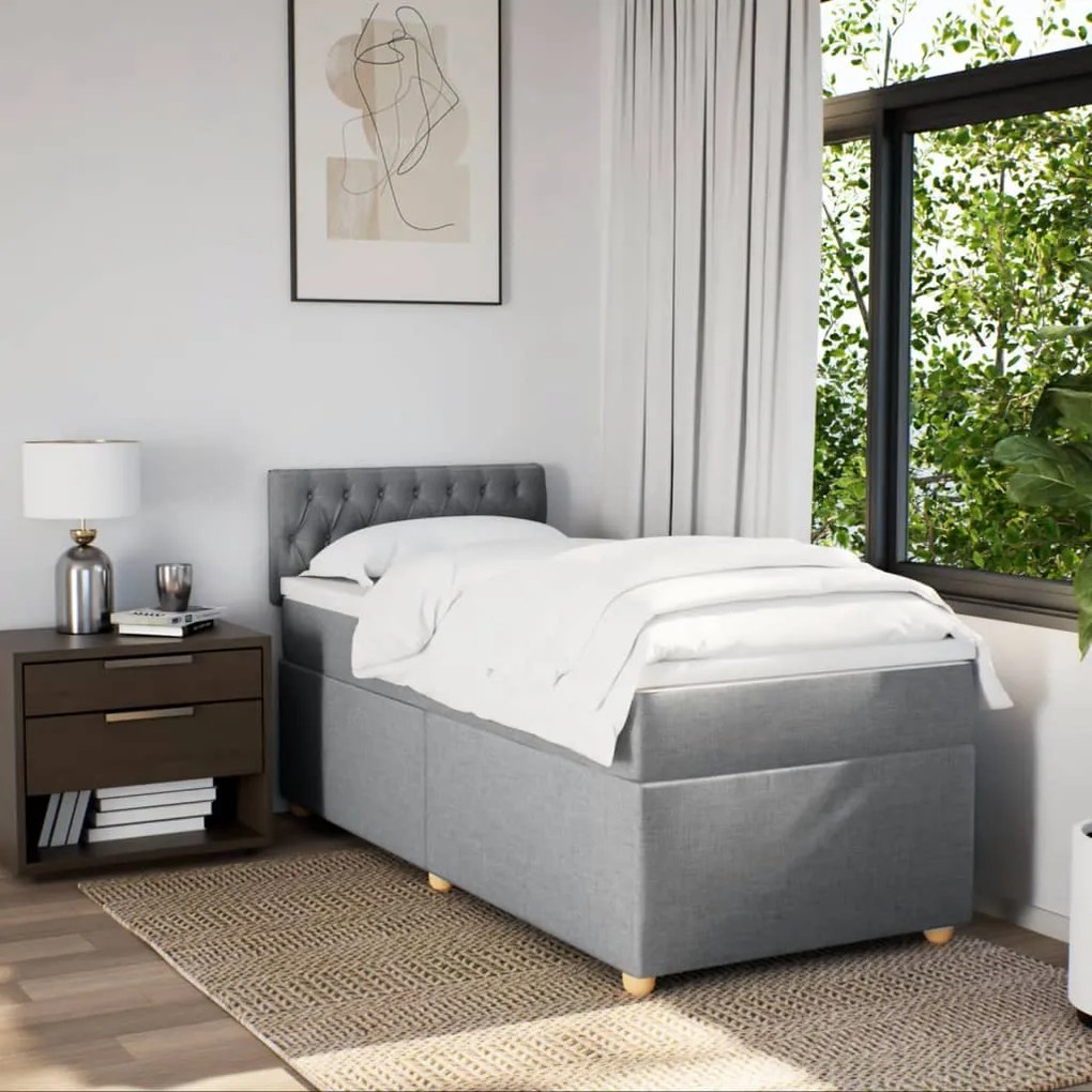 Box spring postel s matrací světle šedá 80 x 200 cm textil 3286514