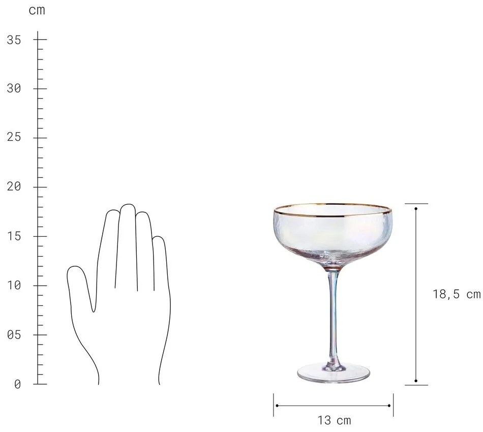 SMERALDA Sada sklenic na sekt se zlatým okrajem 400 ml 4 ks