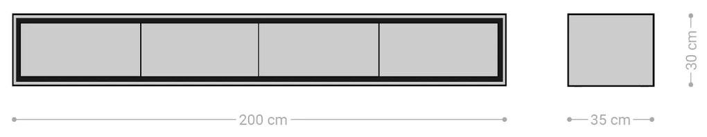 DELIFE TV stolek Stonegrace 200 cm akácie hnědá kamenná dýha 4 dvířka závěsný