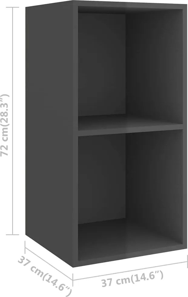 Nástěnné TV skříňky 2 ks šedé s vysokým leskem kompozitní dřevo 3079852