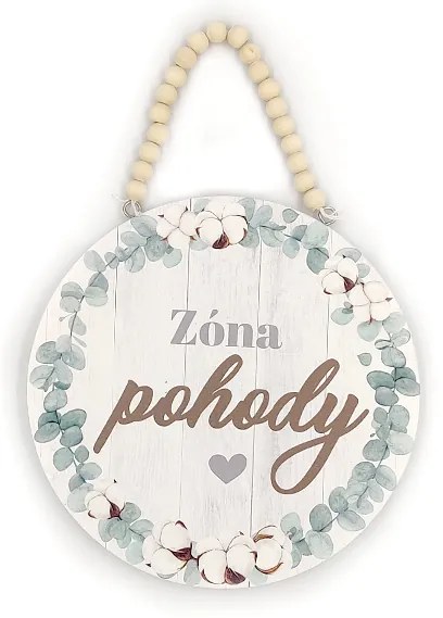 Andělé Dřevěná cedulka s korálky Zóna pohody