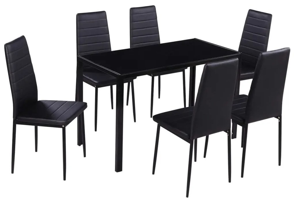 Sedmidílný jídelní set černý 242987