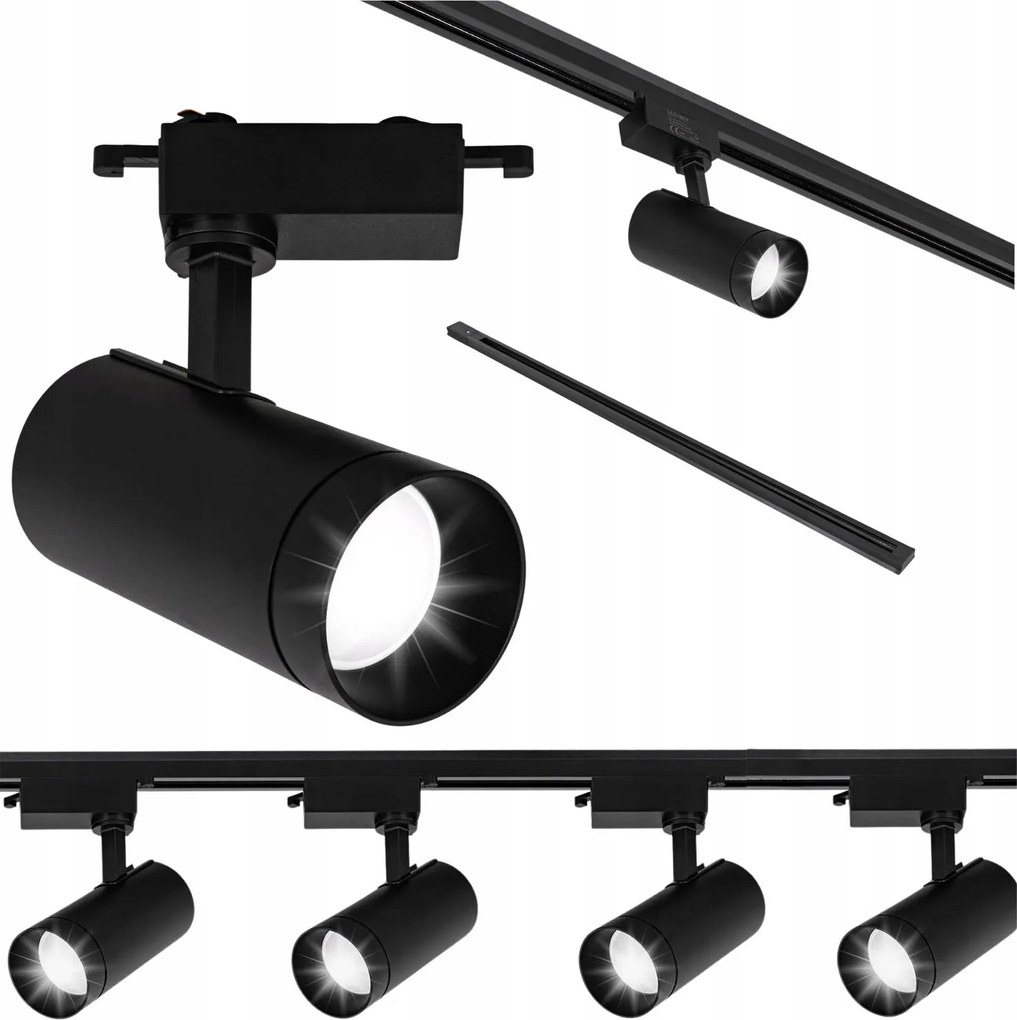 Osvětlení kolejnic Sada lišt 1m 4x lampa GU10 velká Černá kolejnice