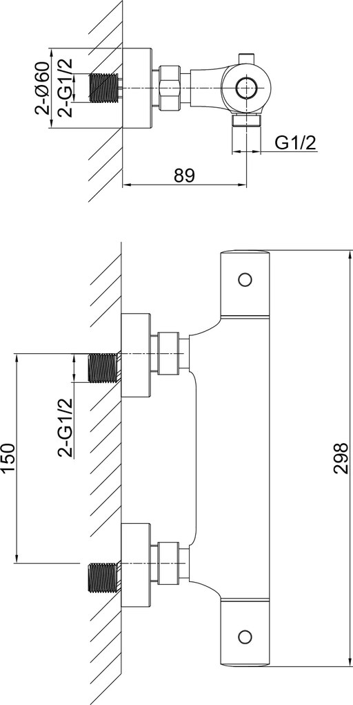 Sapho Sapho, KIMURA nástěnná sprchová termostatická baterie, chrom, KU211