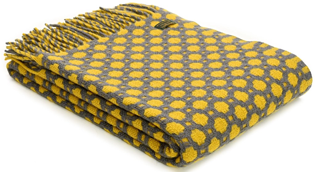 Tweedmill VLNĚNÁ DEKA CROSSROADS, Solid Grey &amp; Yellow ROZMĚRY: 150x183 cm