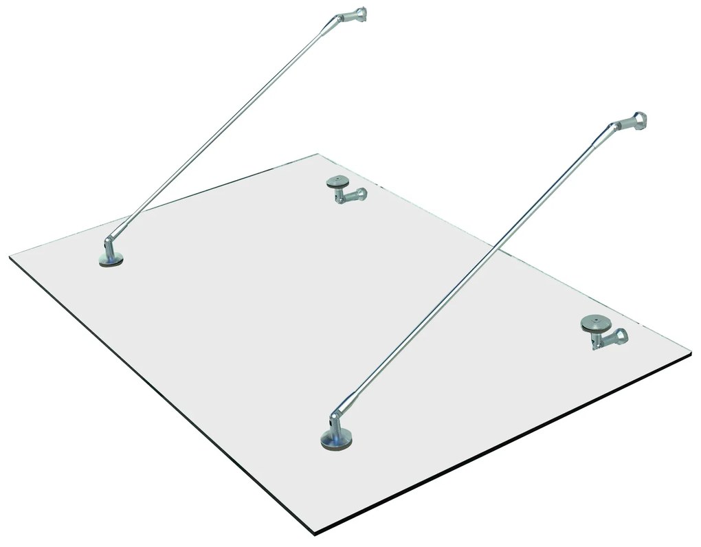 HOMCOM Skleněná stříška s baldachýnem, tvrzené sklo, nerezová ocel 304, čiré sklo 3 velikosti (150x90 cm) (M) | Aosom