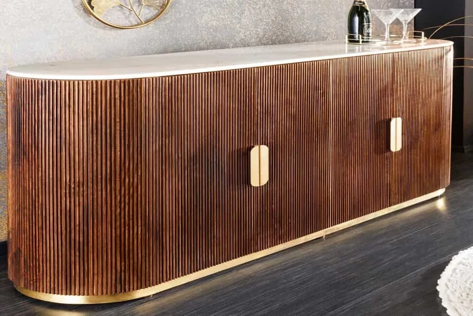 Luxusní komoda z masivu s mramorovou deskou Gatsby Mango 170cm