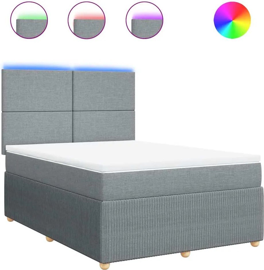 Box spring postel s matrací světle šedá 140 x 190 cm textil 3294344