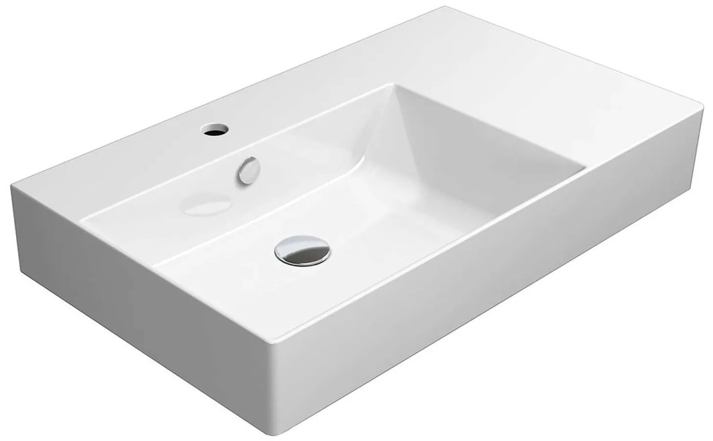 Sapho GSI Kube X - Umyvadlo 80x47 cm, s 1 otvorem pro baterie vlevo, ExtraGlaze, bílá 9456111