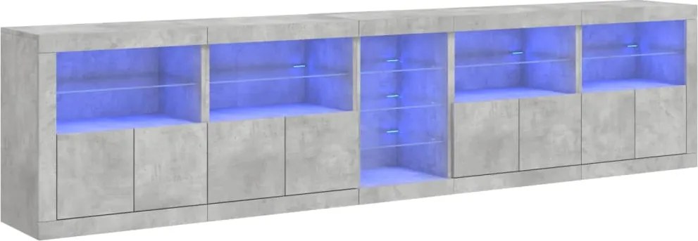 Příborník s LED osvětlením betonově šedý 283 x 37 x 67 cm 3209026