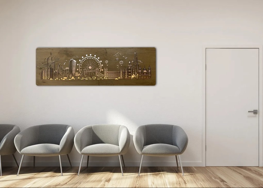 Li-Go "Londýn" světelný obraz  230V  125x40cm provedení povrchu: dub světlý