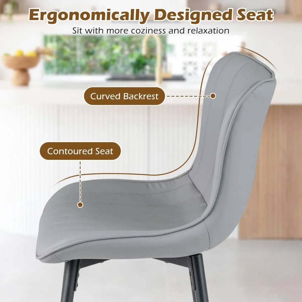 Costway Barové židle 2 sada vysokých kuchyňských stoliček s ergonomickým
