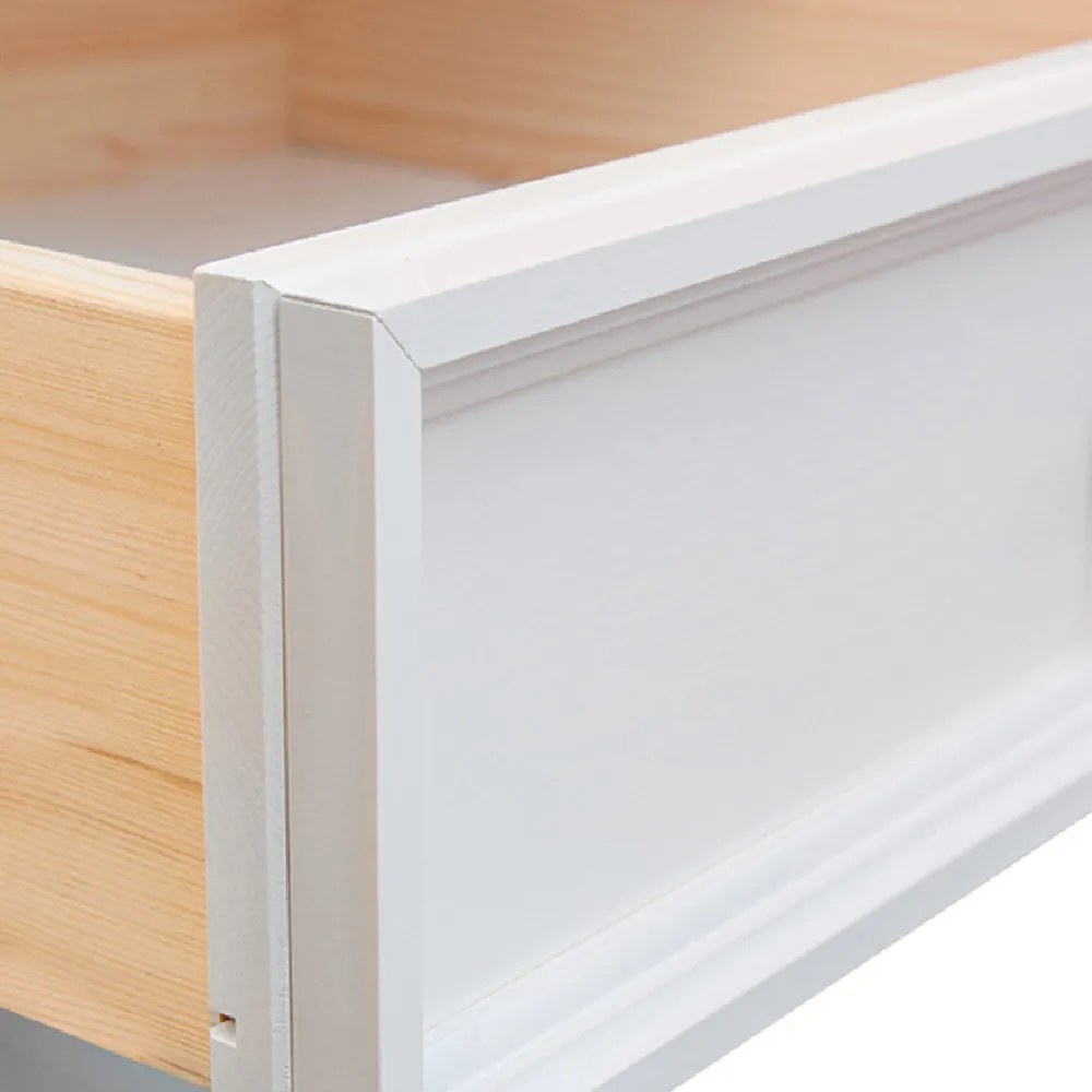 Massive home | Bílá komoda z masivu Belluno Elegante 4D3S s ořechovou deskou