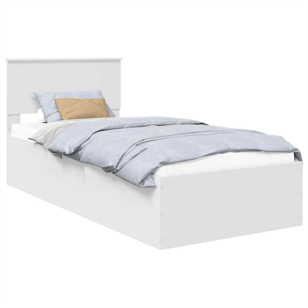 Rám postele s čelo Bílá 90 x 190 cm Kompozitní dřevo 3408704