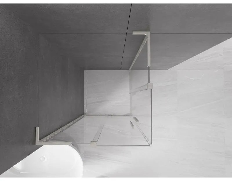 Mexen Velar L Duo, sprchový kout s posuvnými dveřmi 100 x 100 cm, 8mm čiré sklo, broušená ocel, 871-100-100-02-03-97