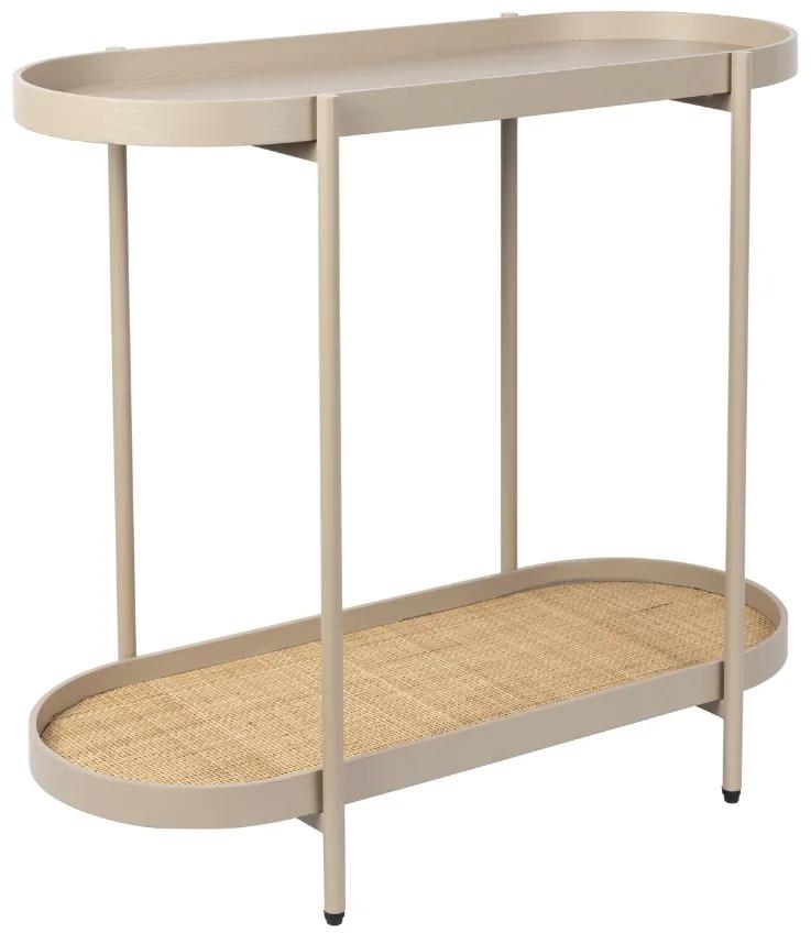 OnaDnes -20% White Label Béžový dřevěný toaletní stolek s ratanovou výplní WLL AMAYA 85 x 39 cm