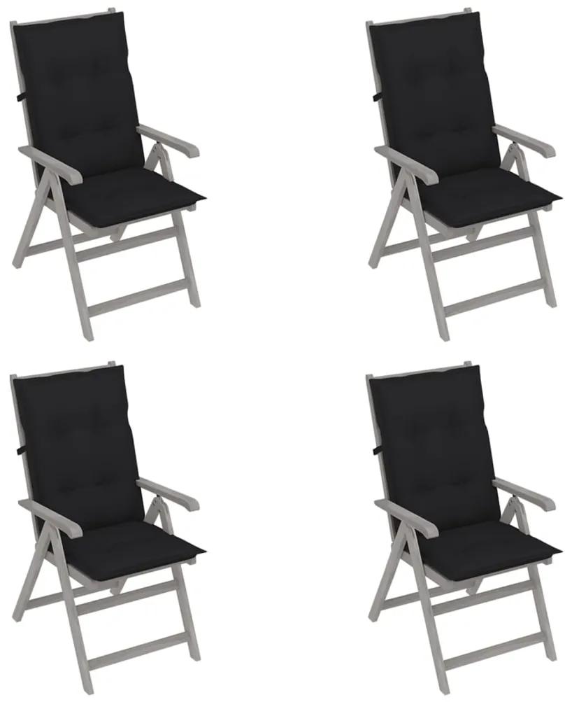 3065399 vidaXL Zahradní polohovací židle s poduškami 4 ks masivní akácie