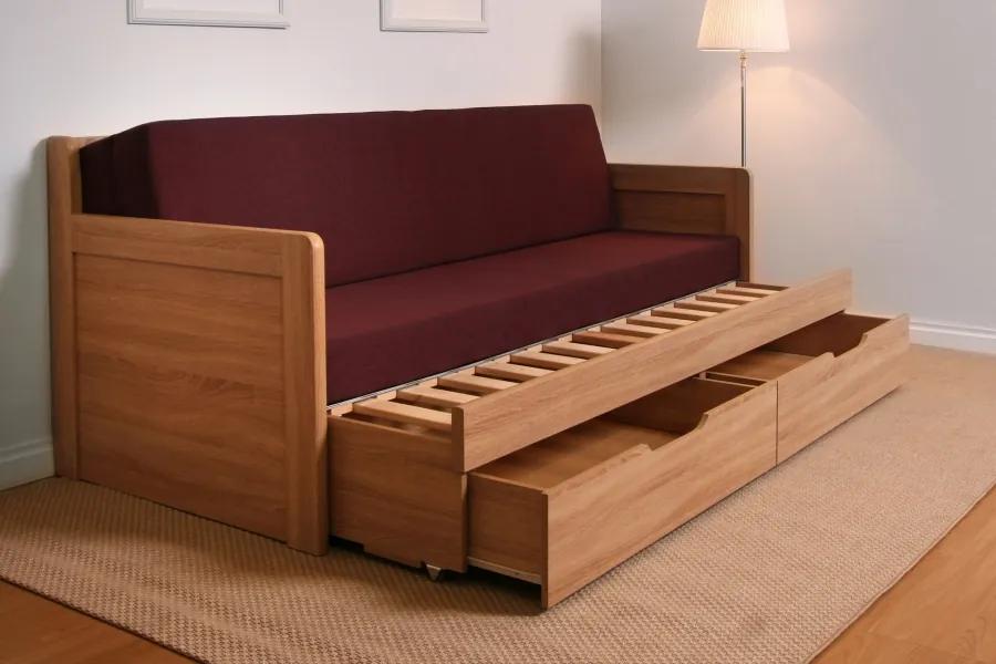 BMB Rozkládací postel TANDEM Klasik barevné provedení: Imitace dřeva, provedení: rovné rohy, Varianta: levá područka