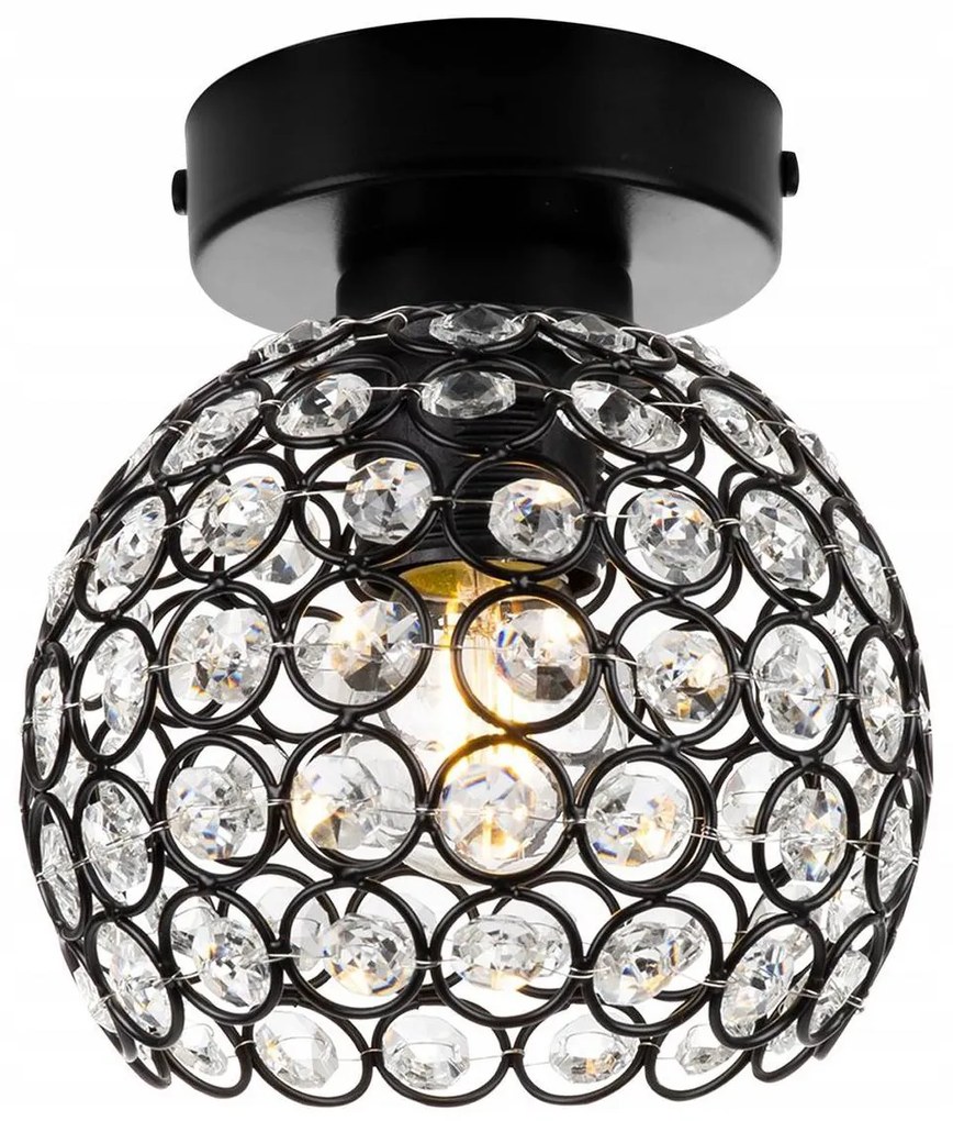 Stropní svítidlo Crystal, 1x černé křišťálové stínítko