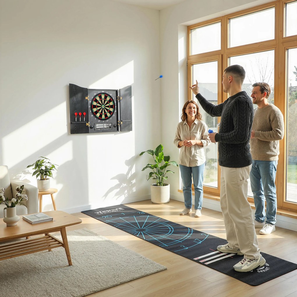 SPORTNOW Elektronický terč E Dartboard s dveřmi vzhled dřeva, LED displej, hlasové hlášení, 6 šipek, 24 náhradních hrotů