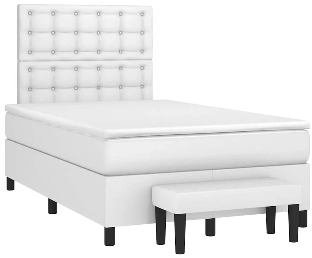 Box spring postel s matrací bílá 120x190 cm umělá kůže 3270452