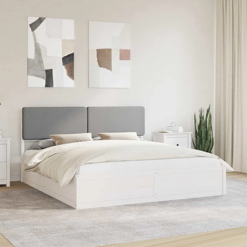 Rám postele s čalouněným čelem s čelo Světle šedá 200 x 200 cm 3398143