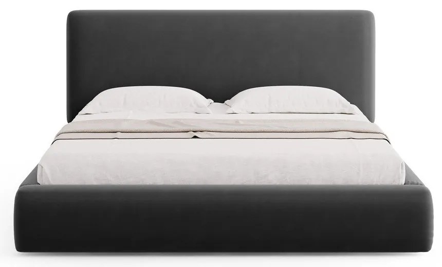 Tmavě šedá čalouněná dvoulůžková postel s úložným prostorem s roštem 180x200 cm Colonel – Cosmopolitan Design