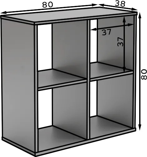 ADRK Furniture Regál Lenti 2x2 BS-LEN-2X2-G