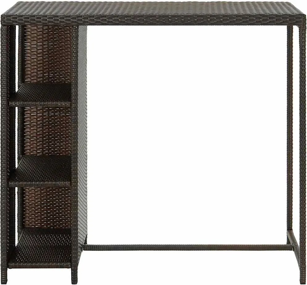 Barový stolek s úložným regálem hnědý 120x60x110 cm polyratan 313475